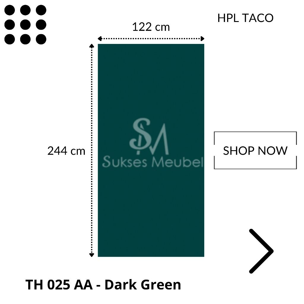 Jual TACO HPL Solid TH 025 AA - Dark Green | Per 1 Lembar Ukuran 122cm ...
