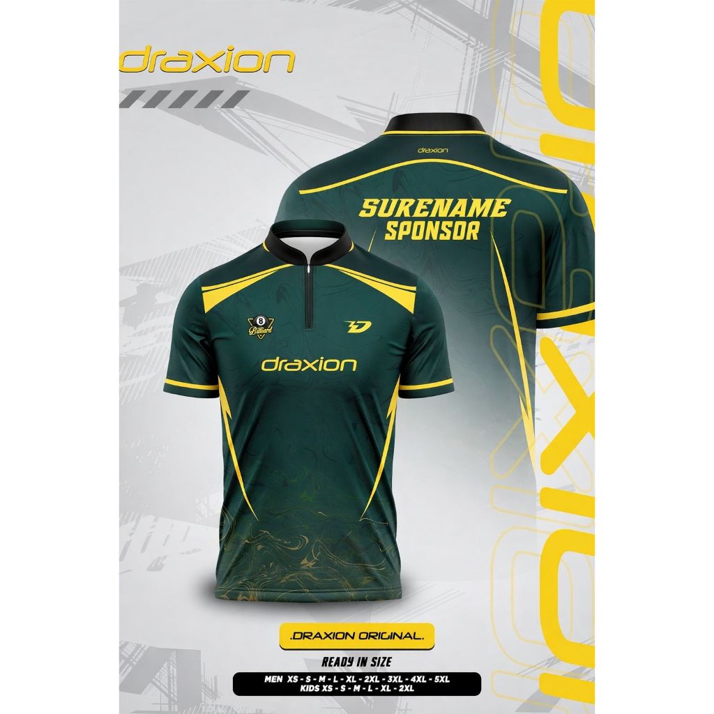 Jual Jersey Billiard Custom Dryfit Draxion – Printing Nama Logo Kerah ...