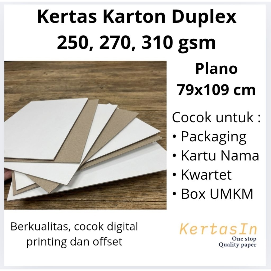 Jual Kertas Karton Duplex Tebal Ukuran 79 x 109 cm Plano | 250 320 350 ...