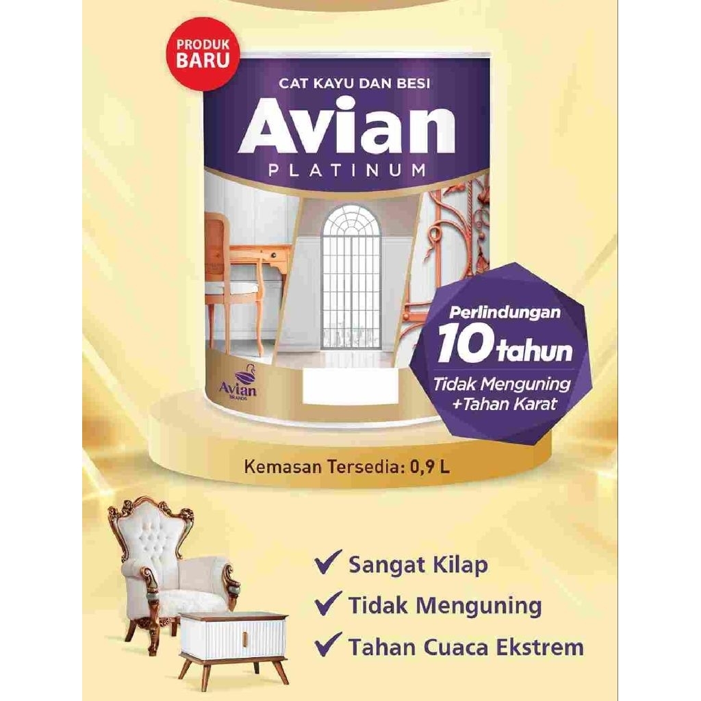 Jual CAT TEMBOK KILAP EMAS SILVER TEMBAGA KAYU BESI AVIAN PLATINUM 1KG ...