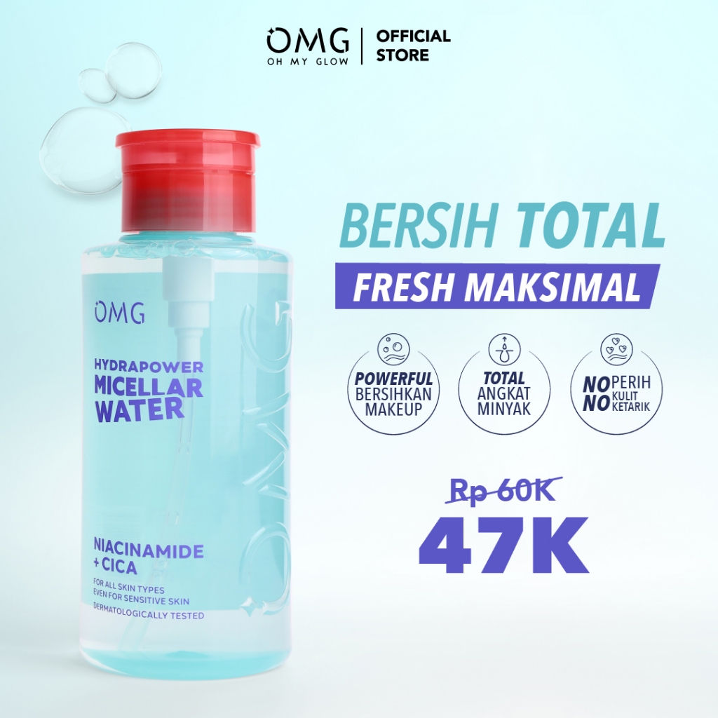 Jual OMG HydraPower Micellar Water 65 Ml & 300 Ml with Niacinamide ...