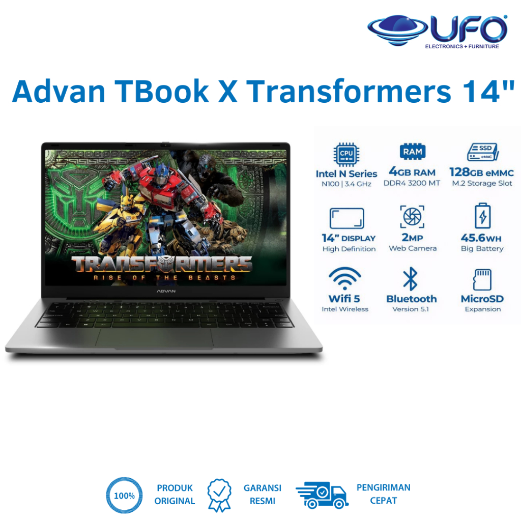 Jual ADVAN Laptop TBook X Transformers | Tbook Intel Celeron N100 | 14 ...
