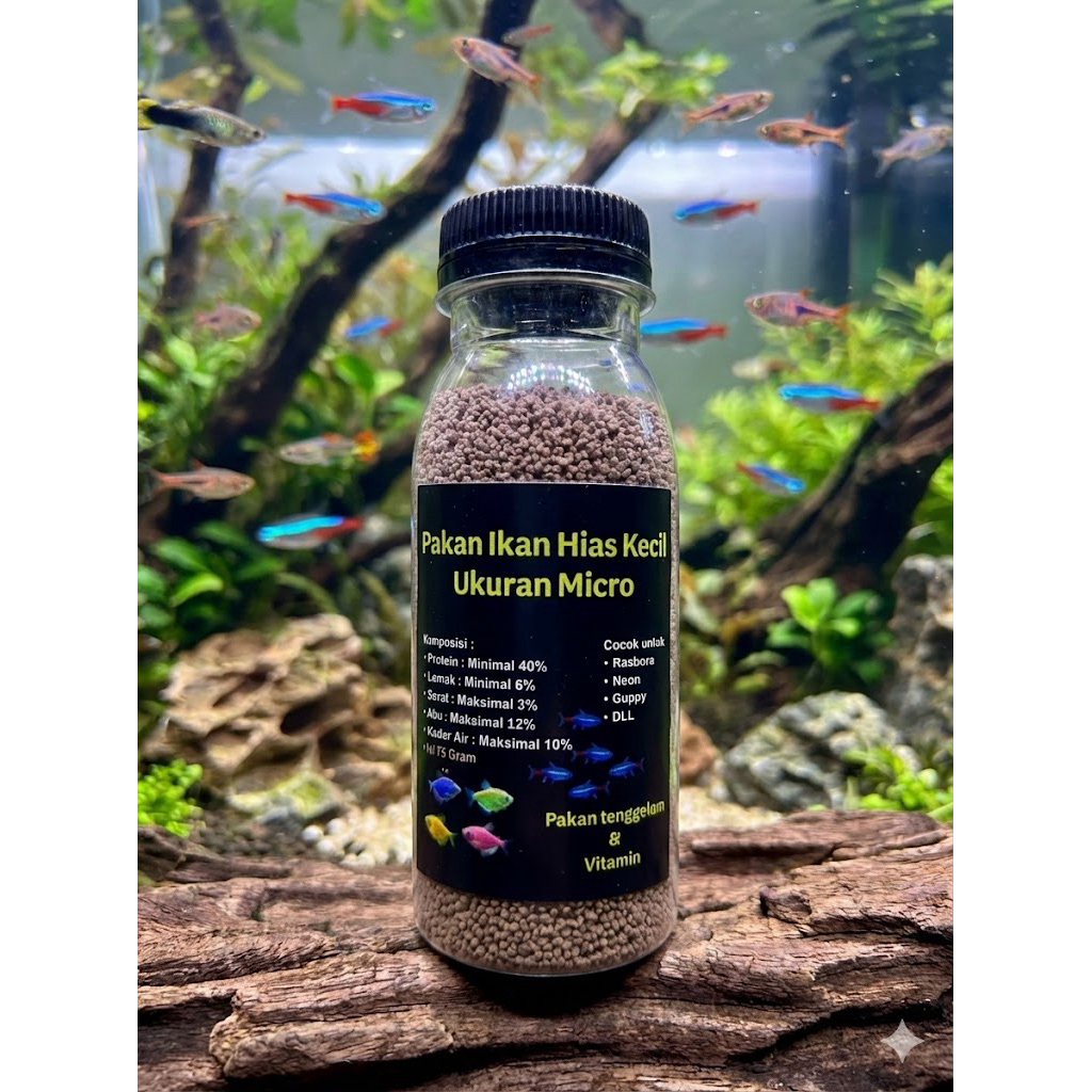 Jual Pakan Tenggelam Ikan Hias Kecil Ukuran Mikro Botol 100 ML Cocok ...