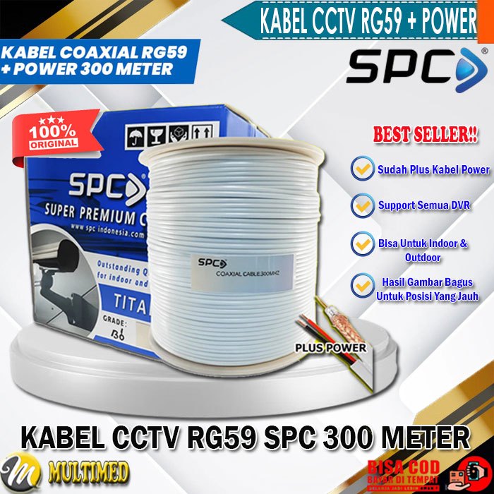 Jual Kabel Coaxial CCTV RG59 Plus Power SPC Titanium 300 Meter Original ...