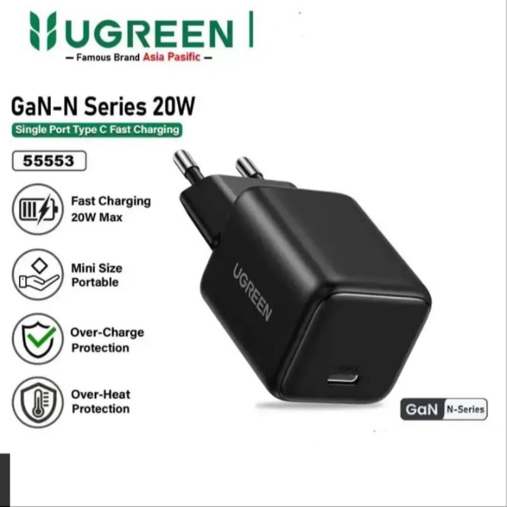 Jual UGREEN Adaptor 20W GAN USB C Kepala Charger Fast Charging Hitam ...