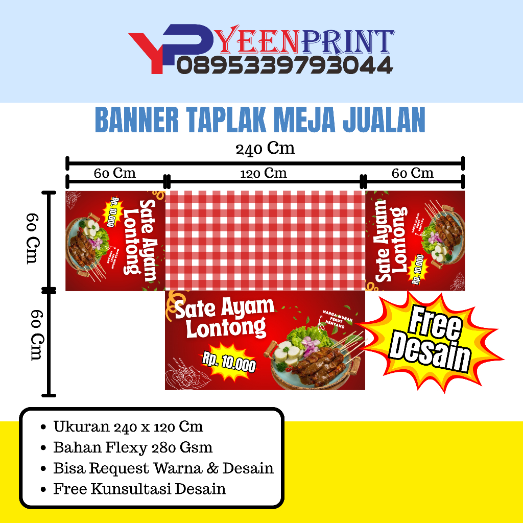 Jual CETAK BANNER SPANDUK TAPLAK MEJA FULL SISI BISA CUSTOM | Shopee ...