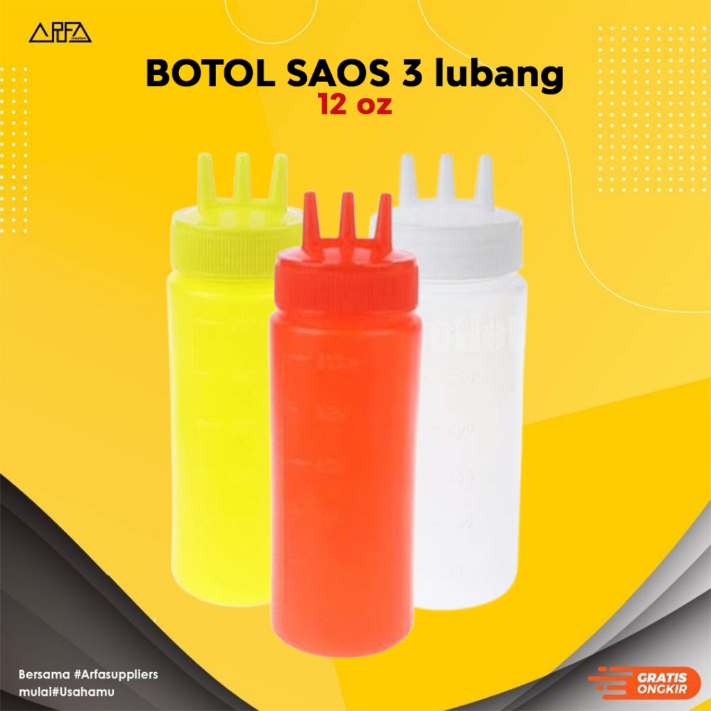 Jual Botol Saos 3 Lubang 12oz Tebal Berkualitas | Shopee Indonesia