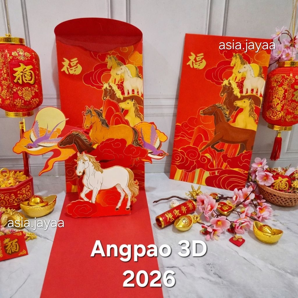 Jual Angpao 3D Terbaru 2026 Tahun Kuda imlek sincia CNY | Shopee Indonesia