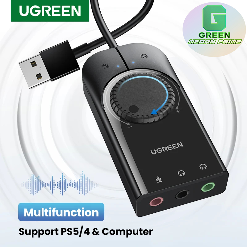 Jual UGREEN Sound Adapter USB External 3.5mm Audio 15cm Black Plug ...