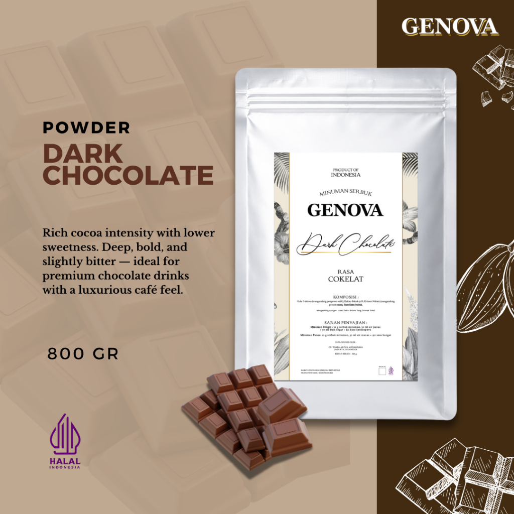 Jual GENOVA Dark Chocolate Powder 800gr | Shopee Indonesia