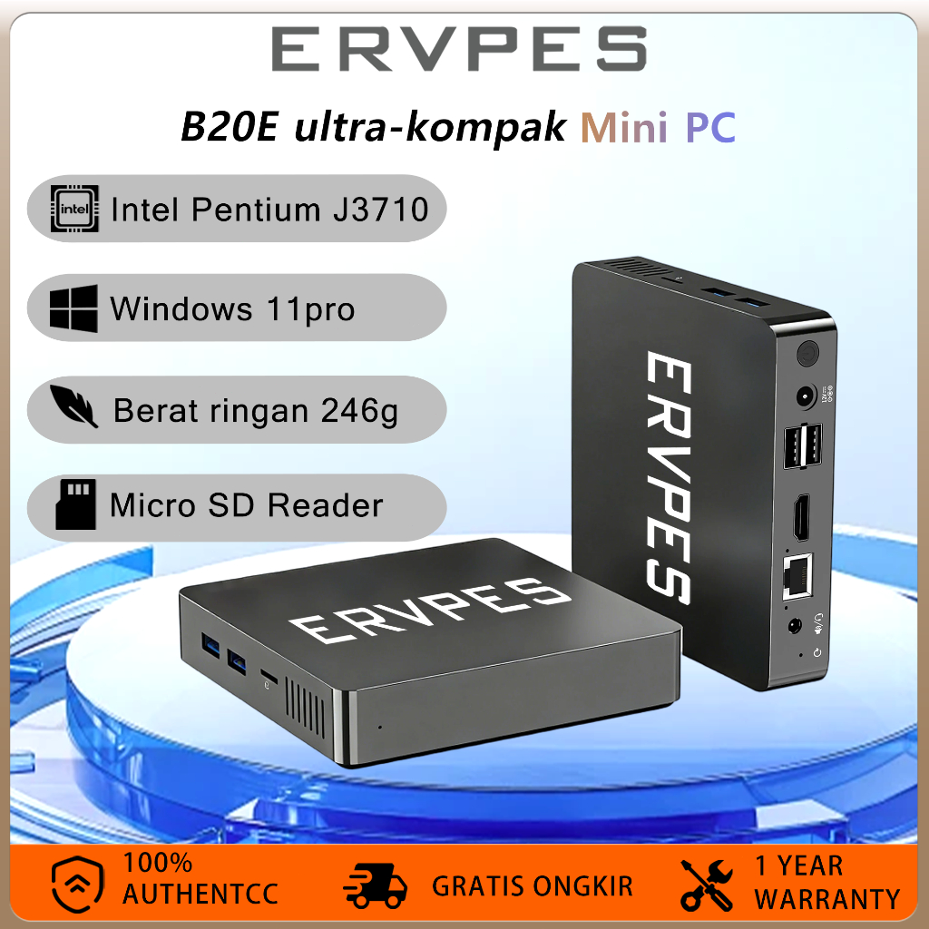 Jual Mini PC ERVPES B20E 8GB+128GB+(1TB) Intel J3710 Windows11pro WiFi5 ...