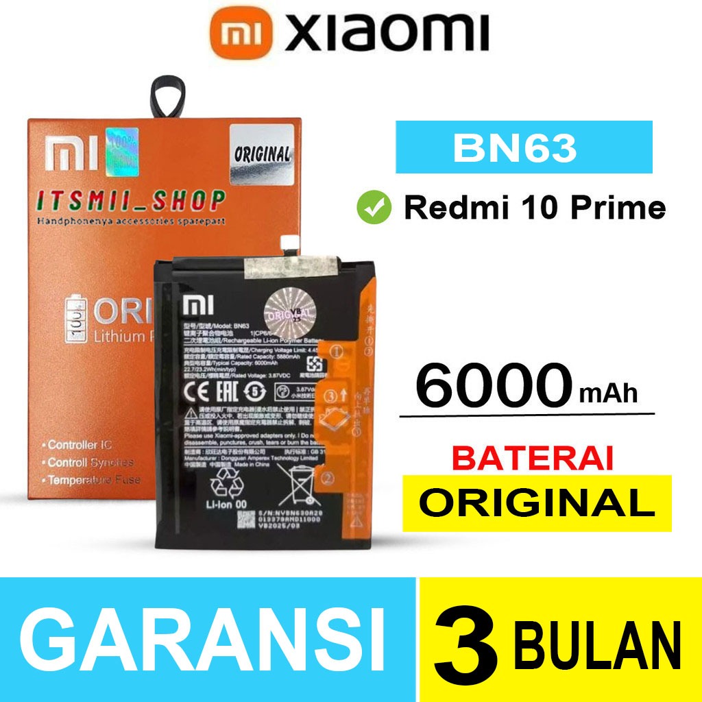 Jual Baterai Batrai Redmi 10 Prime BN63 Battery Original 100% | Shopee ...