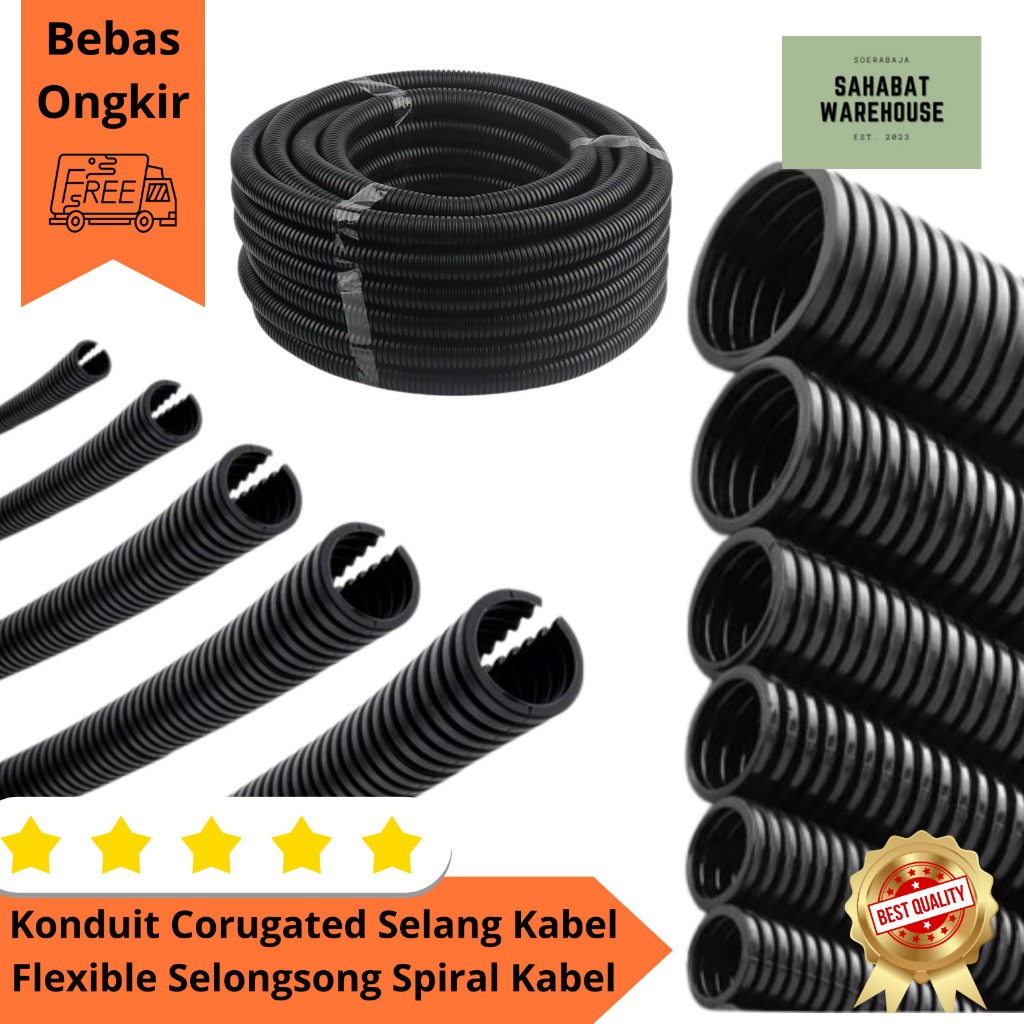 Jual Konduit Corugated Selang Kabel Flexible Selongsong Spiral Kabel ...