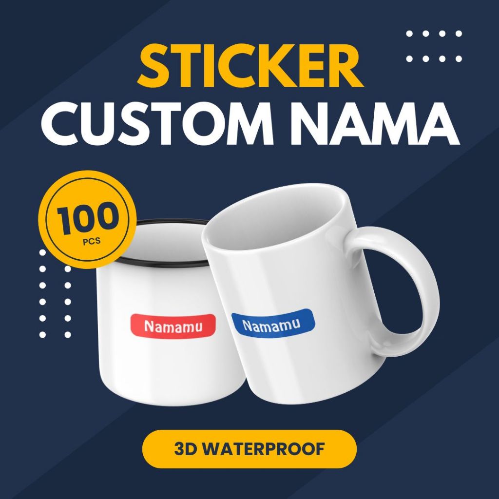 Jual 100Pcs Sticker Custom Nama Piring Sendok Botol Barang Perabotan ...