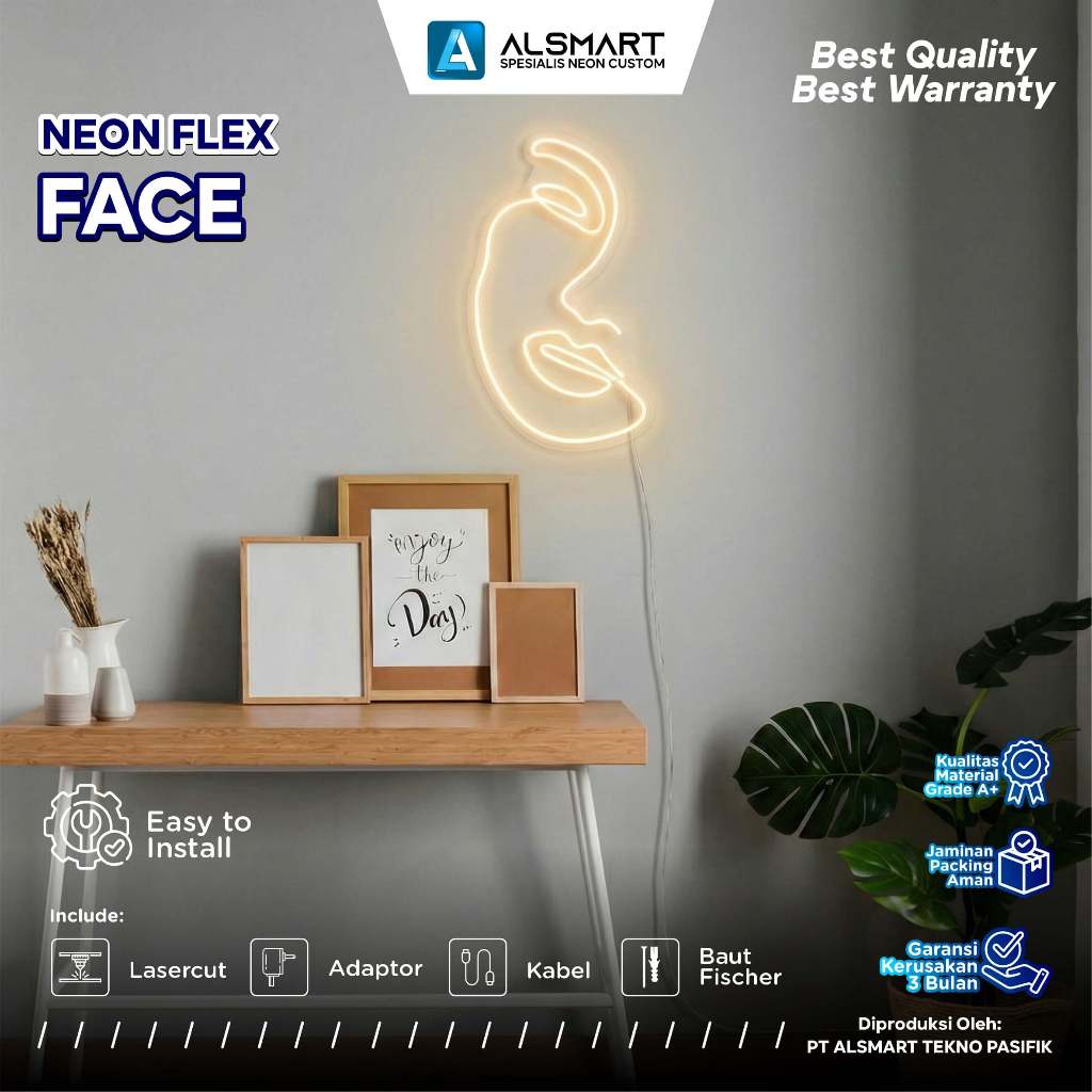 Jual Lampu Neon Flex Line Art Face Abstrak Lampu LED Untuk Dinding ...