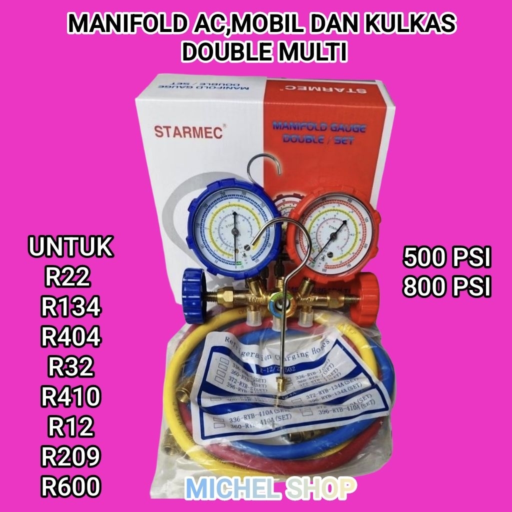 Jual DOUBLE TESTING MANIFOLD SET MULTI R22 R32 R410 R134A R600 SNI ...