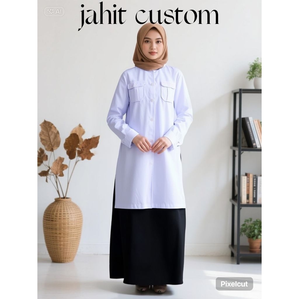Jual (semi woll) baju dinas pdh putih tunik setelan | Shopee Indonesia