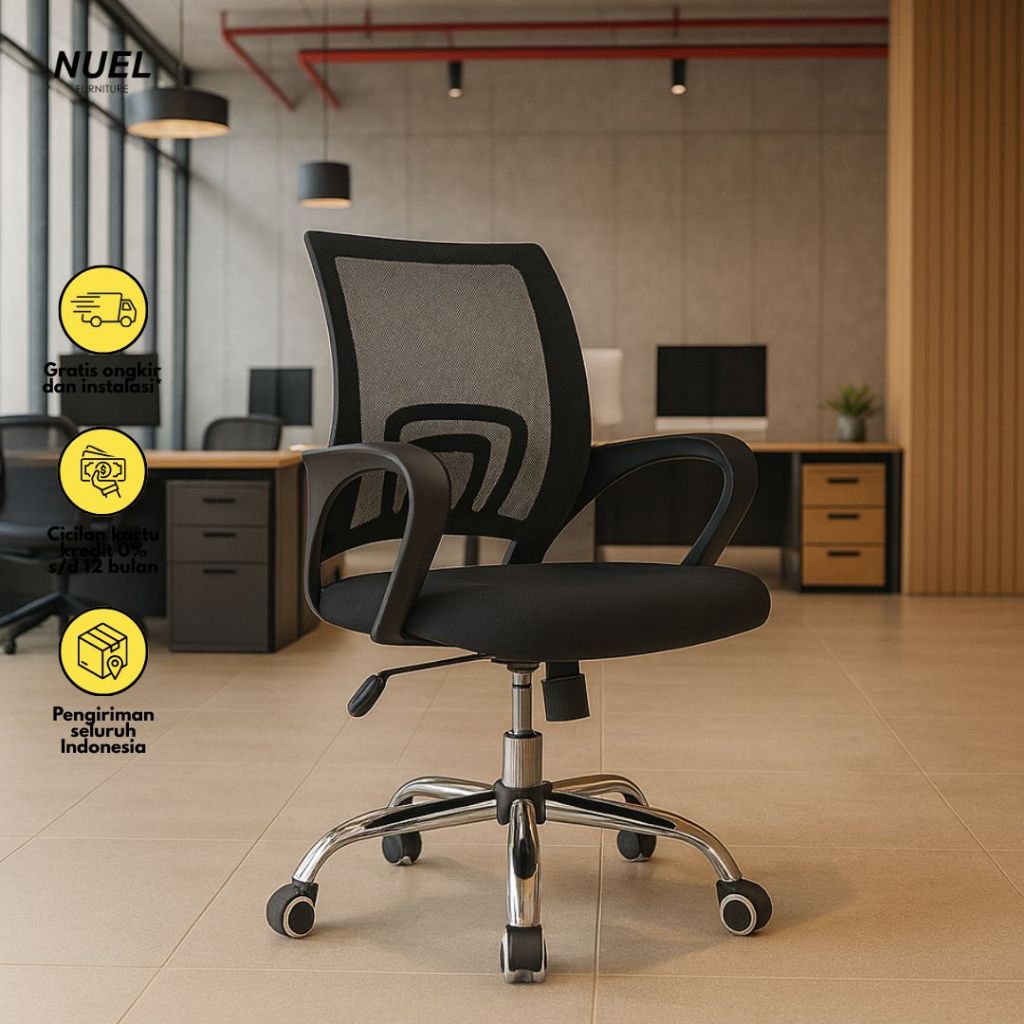 Jual NUEL Kursi Kerja Staff Kantor Model Jaring dan Kaki Stainless ...
