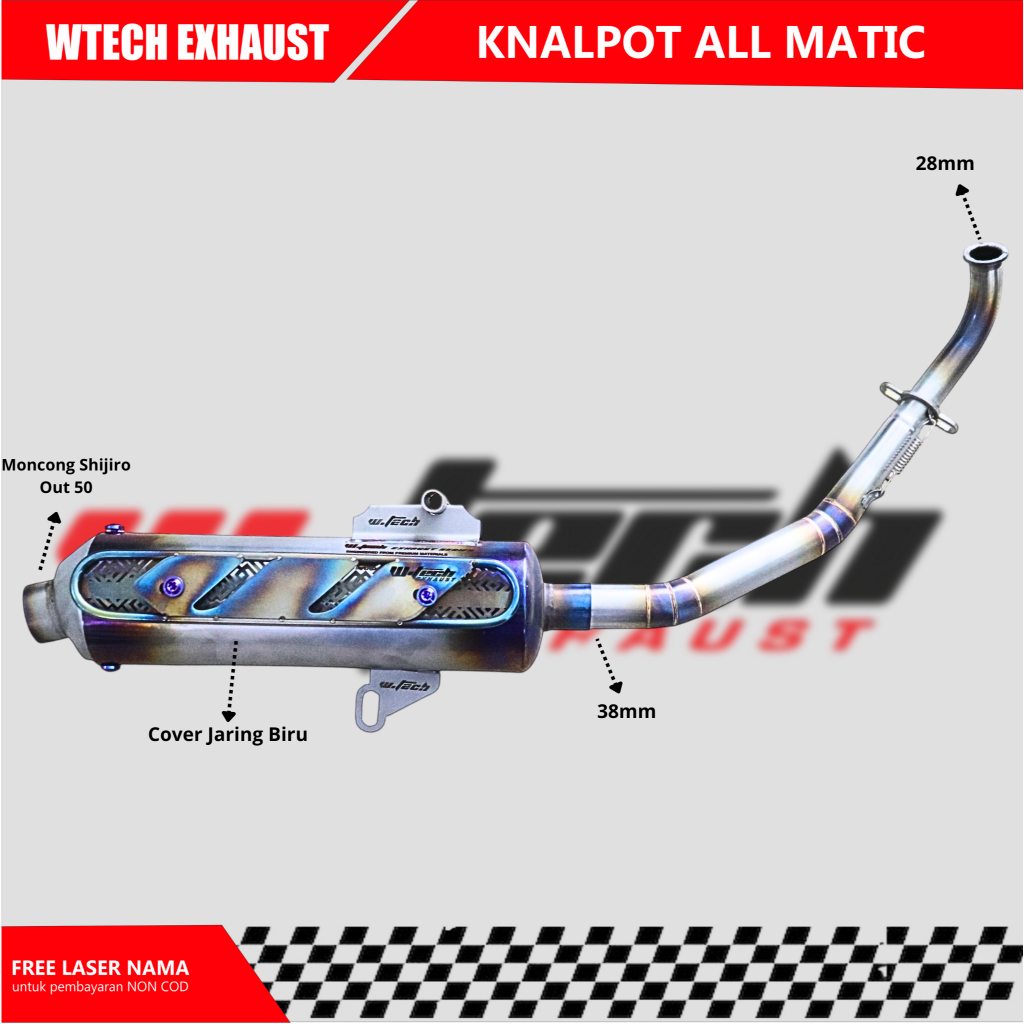Jual Knalpot Kondoman Luster V2 WTECH Baut Titanium PNP ALL MATIC VARIO ...
