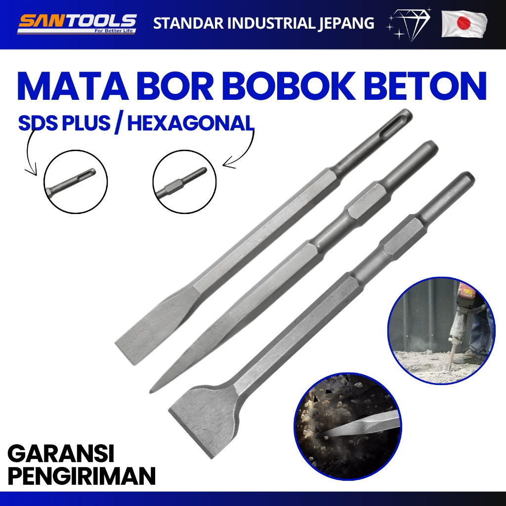 Jual SANTOOLS Mata Bor Bobok Beton Chisel Bit Pahat Beton Tembok Batu ...
