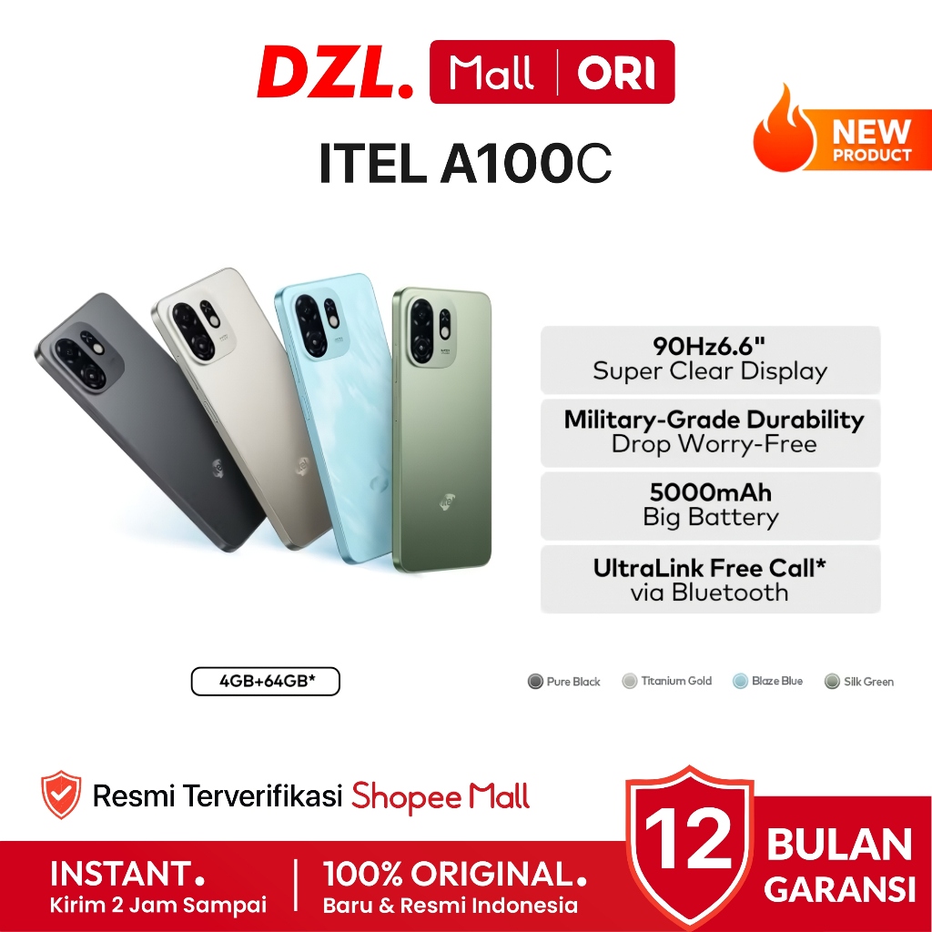 Jual DZL - HP ITEL A100C 4/64 GB 5000mAh Original Garansi Resmi ...