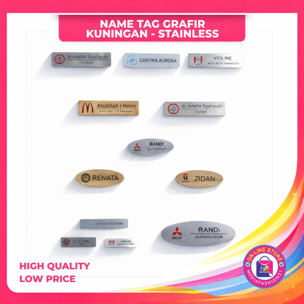 Jual Name Tag / Papan Nama Grafir (Timbul / Tanpa Lapisan Resin Diatas ...