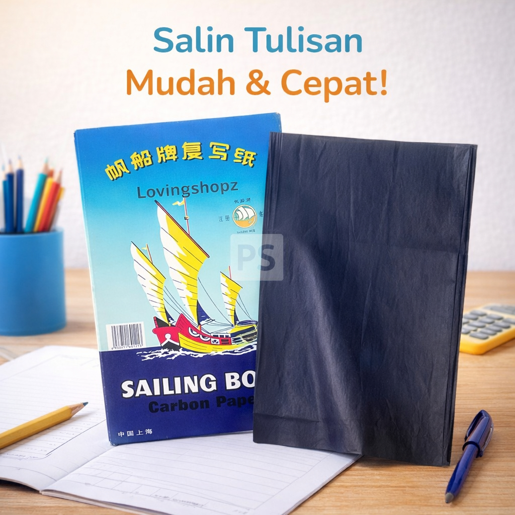 Jual Kertas Karbon Sailing Boat Folio 21.5 x 33 cm | Carbon Paper Hitam ...