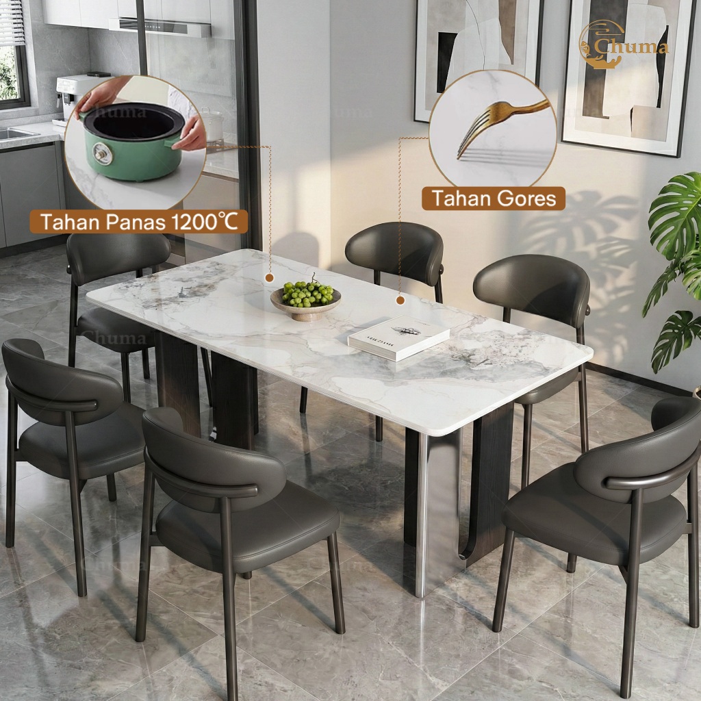 Jual Meja Makan Batu Tulis/Meja Makan Batu Sintered Stone Estetik/Meja ...