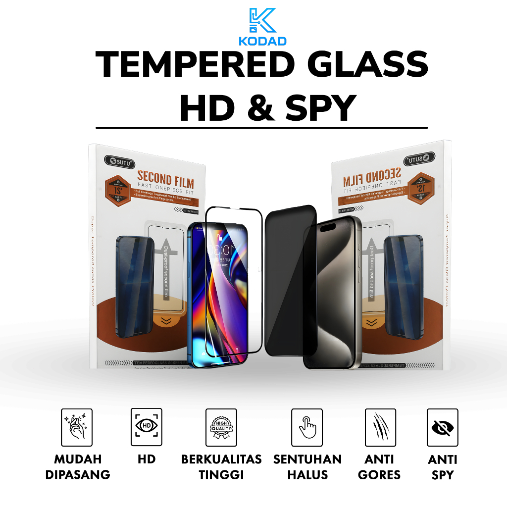 Jual KODAD Tempered Glass Anti Spy iPhone HD Clear Easy Install 11/12 ...