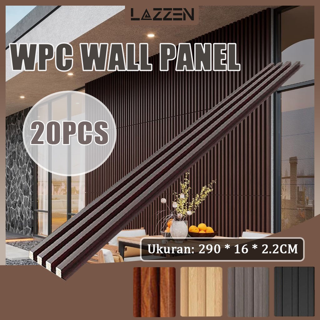 Jual LAZZEN - 20 PCS [2.9 meter*16 cm] Wood WPC Wall panel WPC Wall ...