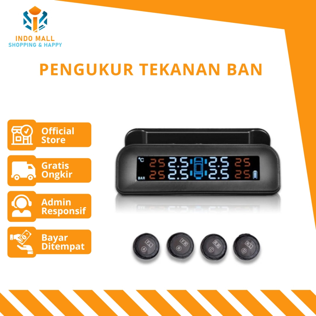 Jual Pengukur Tekanan Ban Real Time TPMS Solar Deteksi Tekanan Angin ...