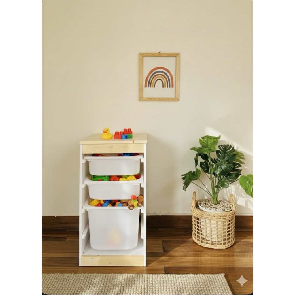 Jual RAK MAINAN ANAK MINIMALIS + BOX STORAGE BESAR | RAK BUKU ANAK KAYU ...