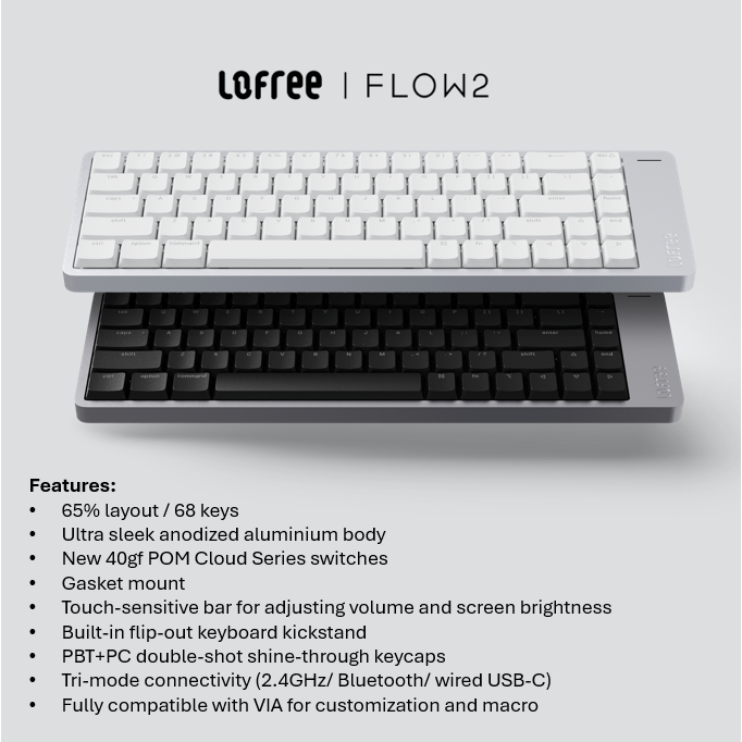 Jual LOFREE Flow 2 68 Wireless Mechanical Keyboard 65% layout / 68 keys ...