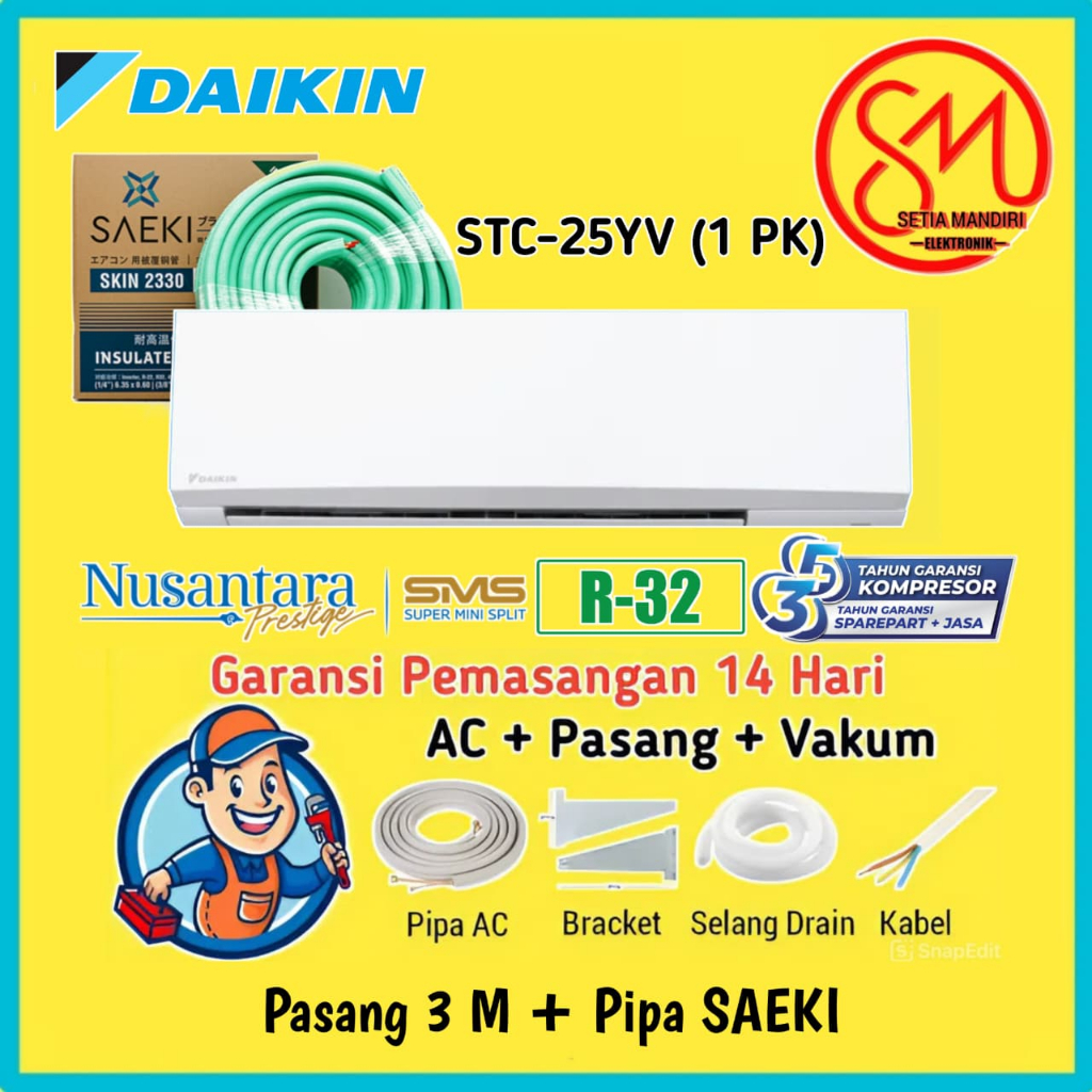 Jual AC DAIKIN 1PK STC25YV Split Standard Nusantara Prestige Series ...