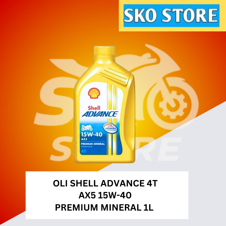 Jual OLI SHELL ADVANCE 4T AX5 15W-40 PREMIUM MINERAL 1L ORIGINAL MURAH ...