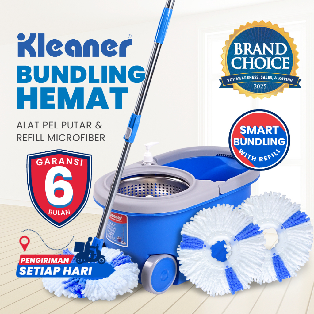 Jual Kleaner Bundling Alat Pel Tornado Mop 1 Set Pel Putar Spin Mop ...