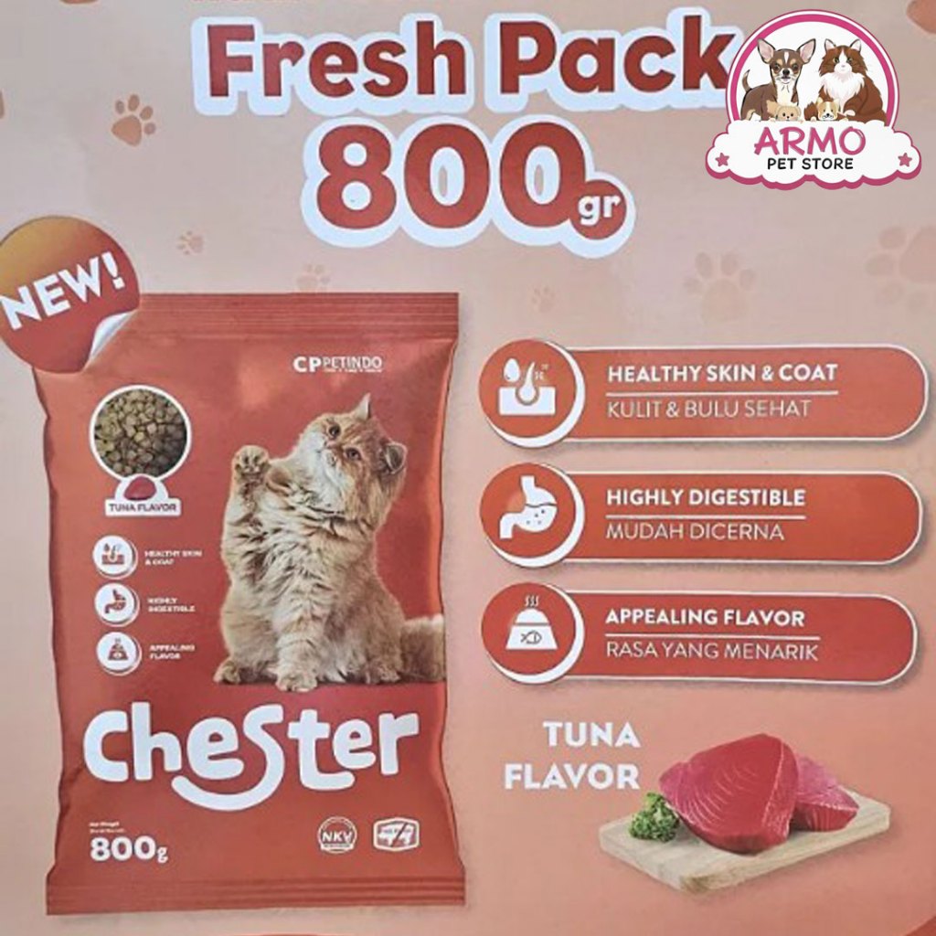 Jual CHESTER 800GR Dry Catfood Makanan Kucing Kering 800 GR - TUNA ...