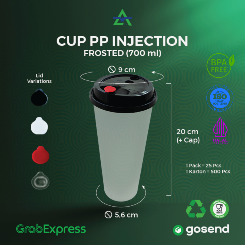 Jual 500PCS - SET PP INJECTION DOFF / FROSTED 22OZ / 700ML - CUP ...