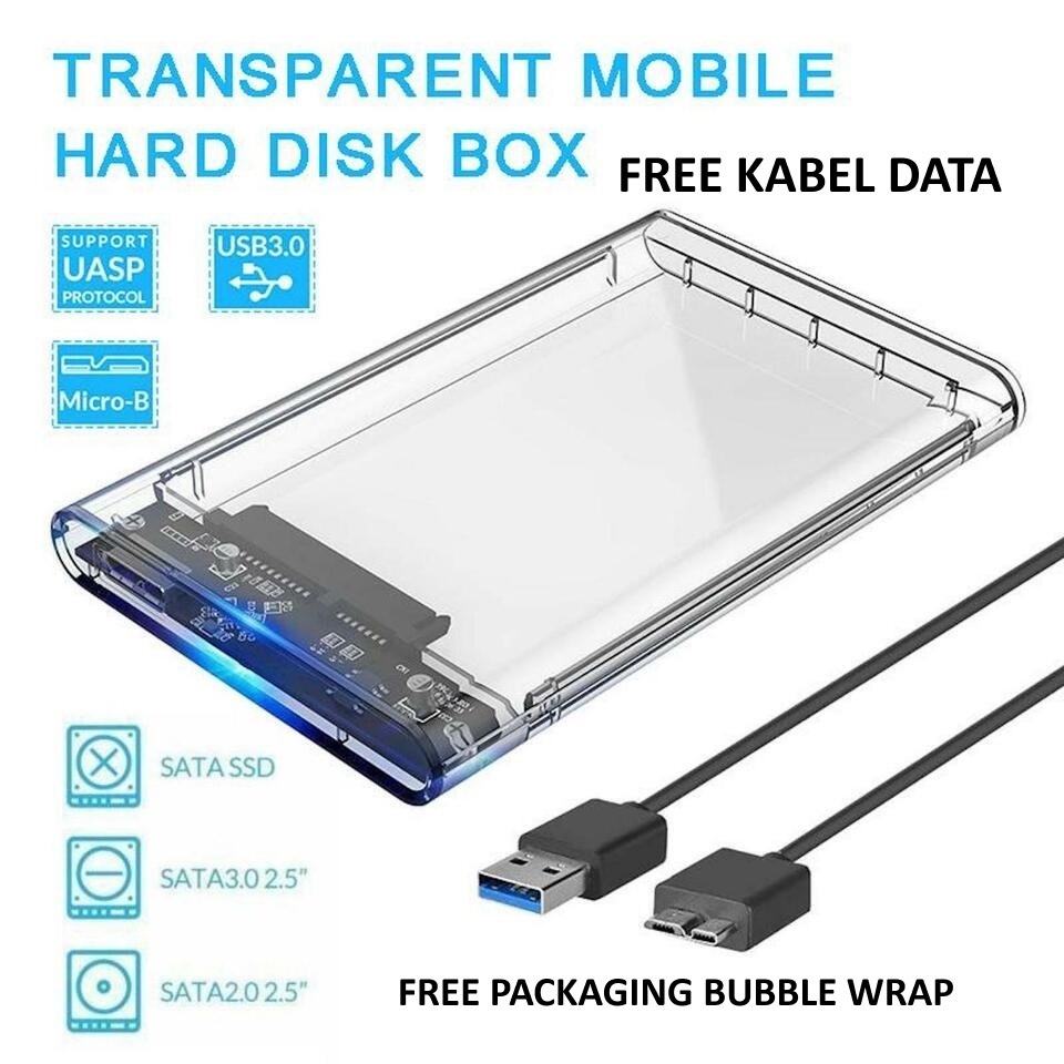 Jual Casing Hardisk External HDD SSD External Case Transparan 2.5" USB ...