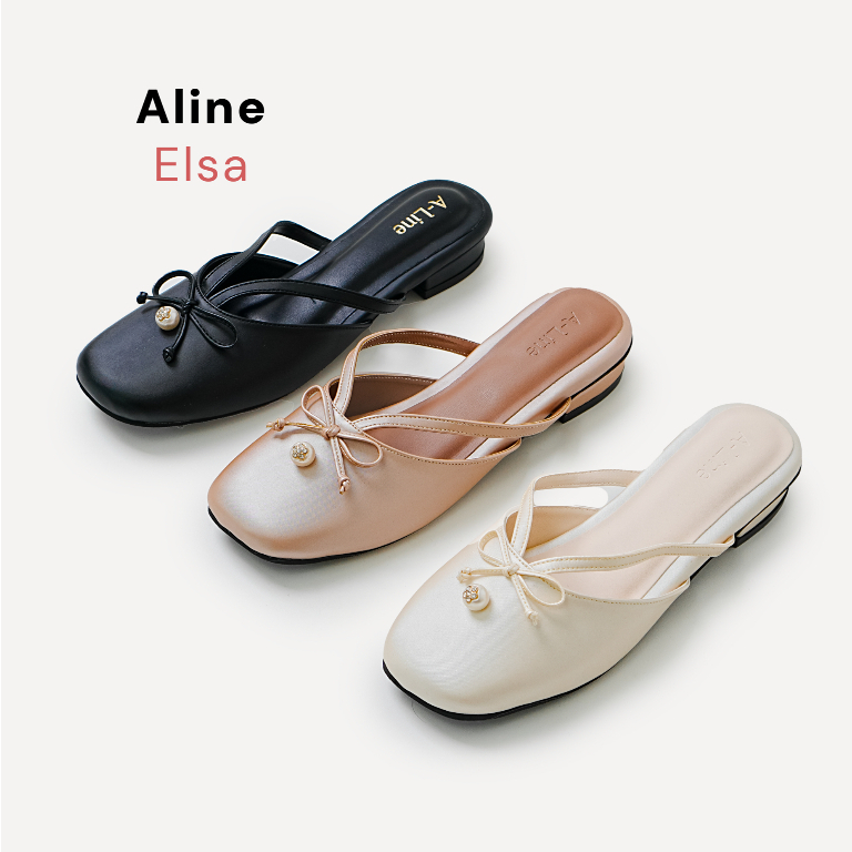 Jual ALINE Elsa Mules Mary Janes Hak 2cm Wanita Kekinian Korean Style ...