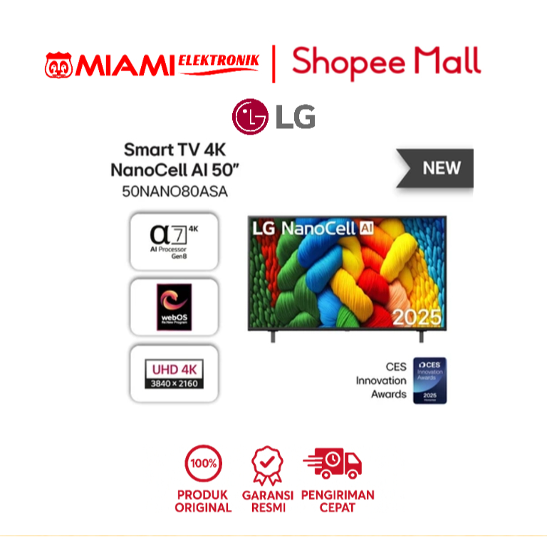 Jual LG 50NANO80ASA Smart TV 4K 50 Inci NanoCell AI NANO80 2025 ...