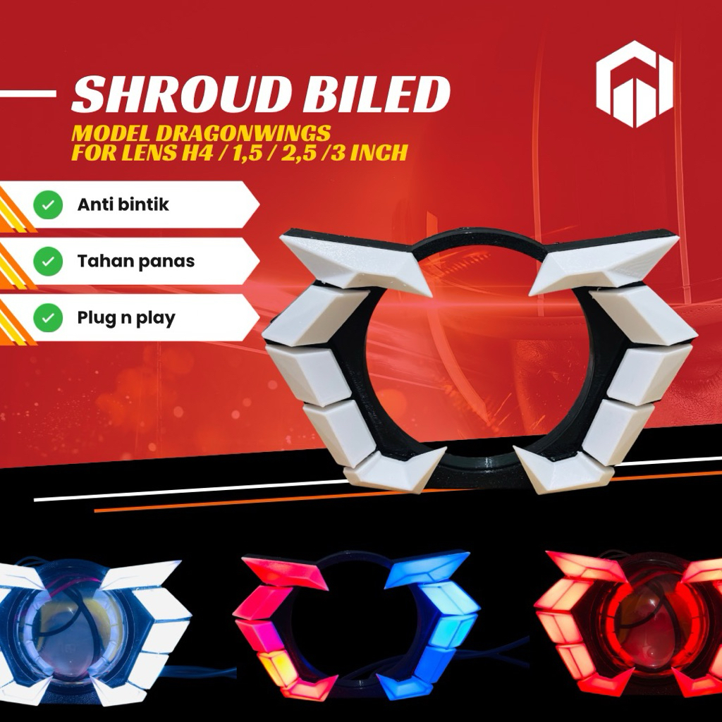 Jual shroud biled projie model dragonwings H4 / 1,5 /2,5 / 3 inch anti ...