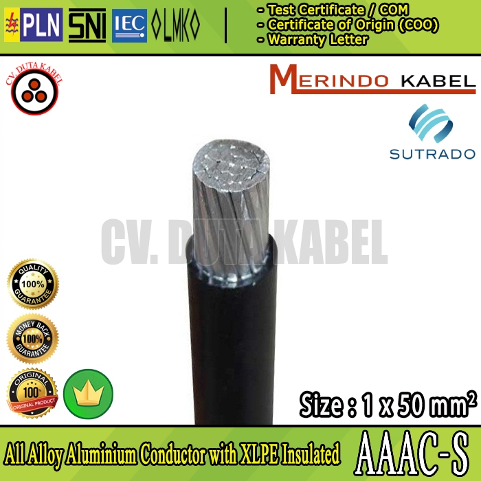 Jual Kabel AAAC-S 1x50 mm2 SUTRADO / MERINDO /A3CS/1 x 50 mm2/1x50mm2 ...