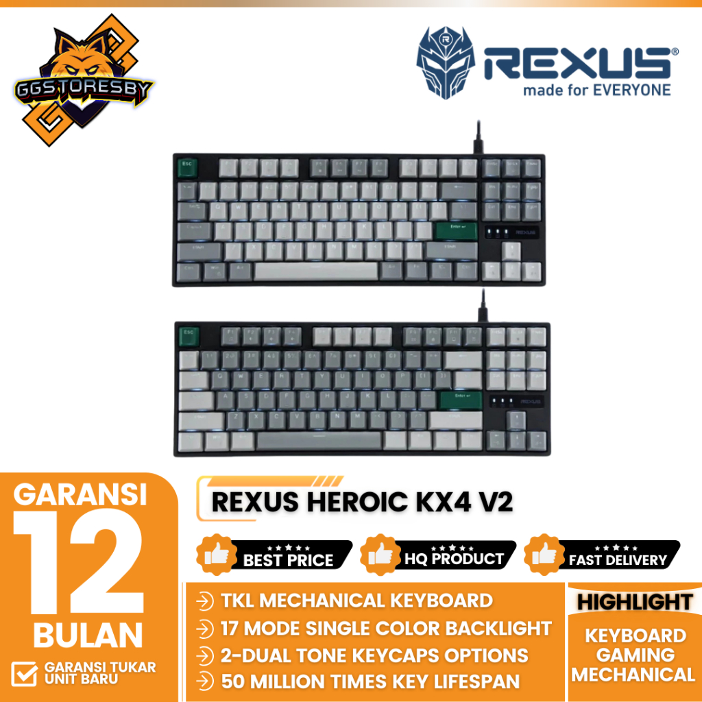 Jual Rexus Heroic KX4 V2 Keyboard Gaming Mechanical TKL Layout Hotswap ...
