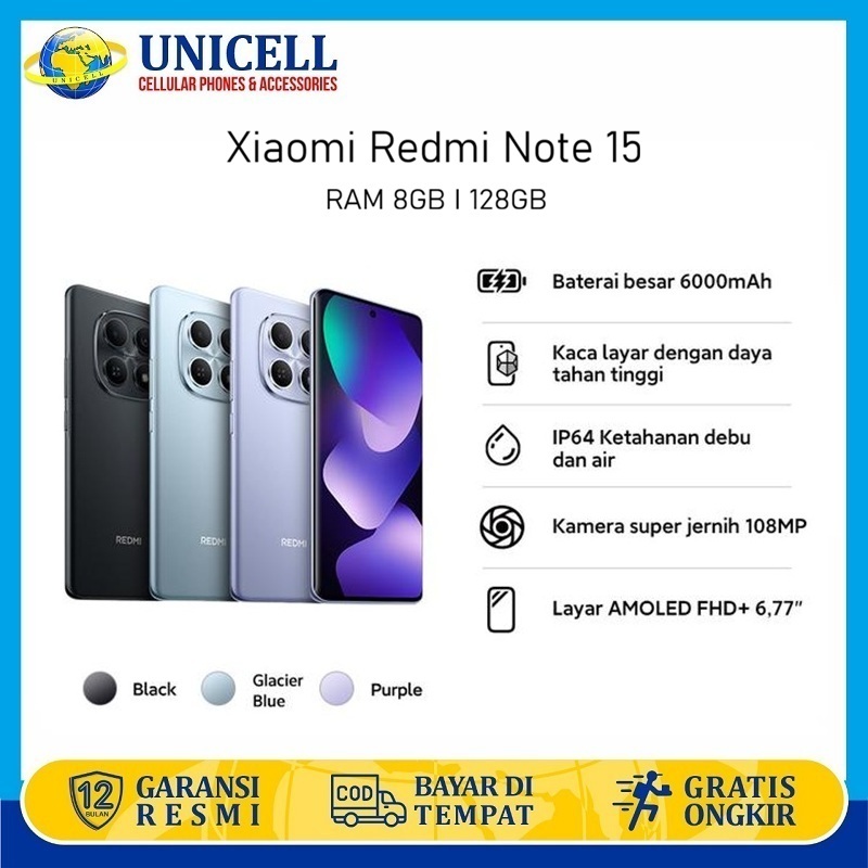 Jual Xiaomi Redmi Note 15 LTE RAM 8/128 GB Kamera 108MP Mediatek Helio ...