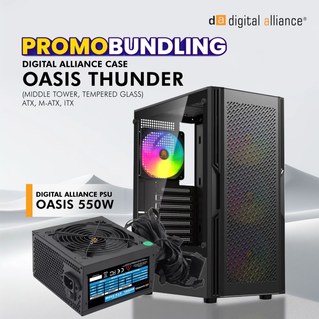Jual [PROMO BUNDLE] DIGITAL ALLIANCE PC CASING OASIS THUNDER FREE 4 ...