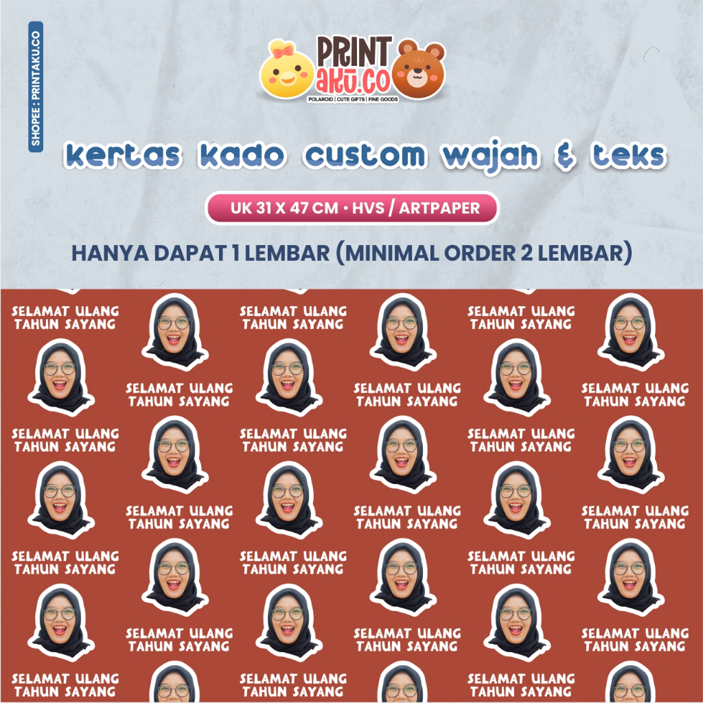 Jual Custom Kertas Kado Wrapping Paper Desain Suka-Suka Pattern (Satuan ...
