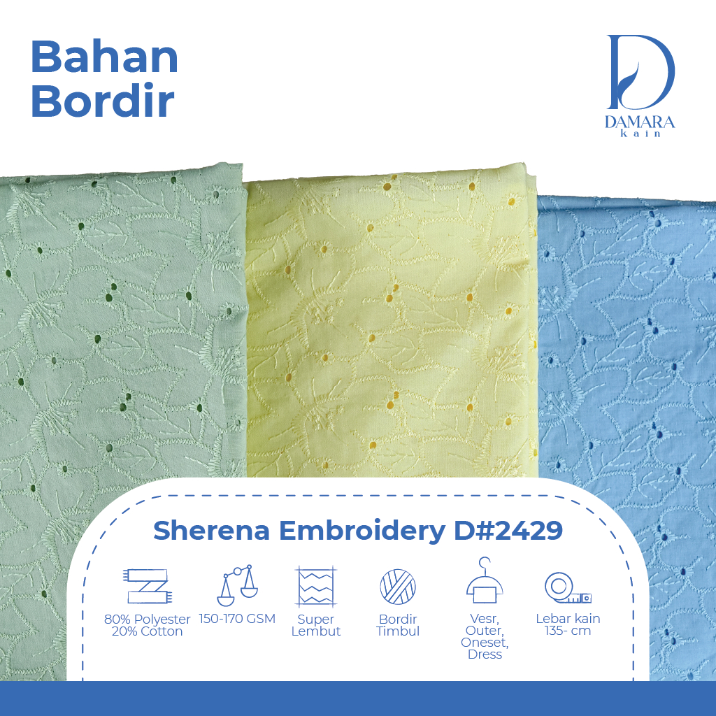 Jual Kain Katun Bordir Sherena Embroidery D#2429 | Shopee Indonesia