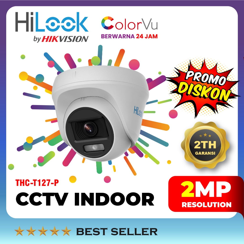 Jual CCTV Indoor HILOOK Colorvu 2MP THC-T127-P by Hikvision Berwarna 24 ...