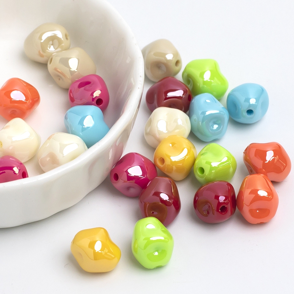 Jual Ready 30pcs Manik Berwarna Bentuk Unik Kilap Kilau Ukuran 11mm ...